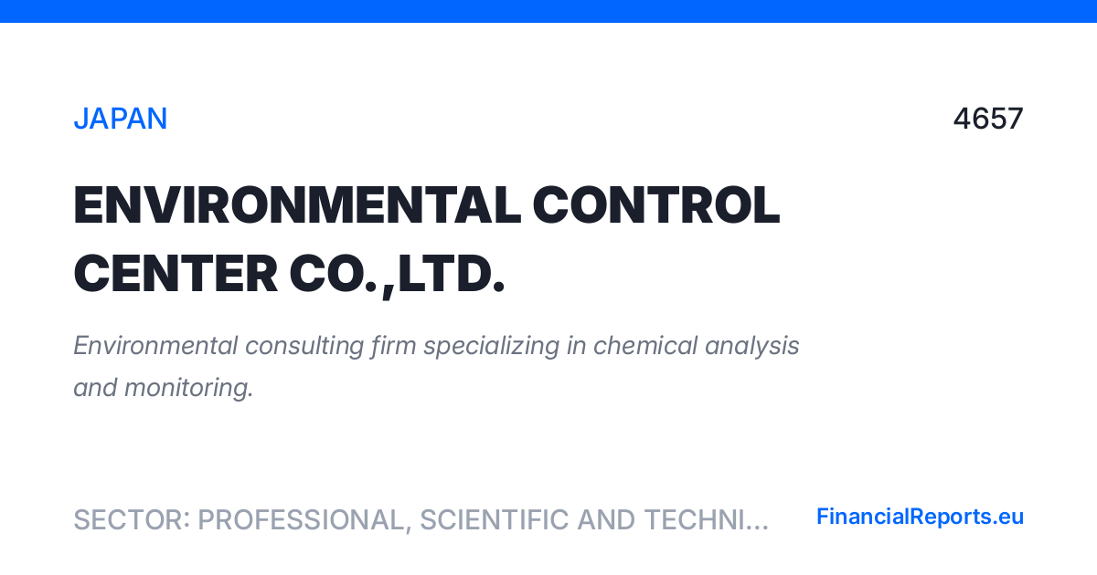ENVIRONMENTAL CONTROL CENTER CO.,LTD. | Investor Relations / Filings ...