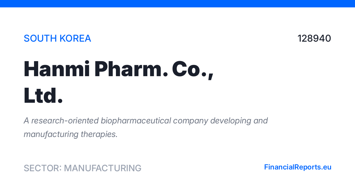 Hanmi Pharm. Co., Ltd. | Investor Relations / Filings / Financial statement