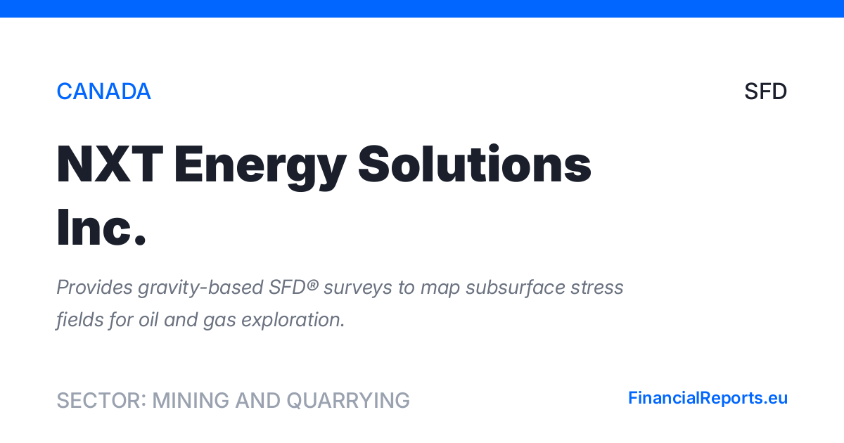 NXT Energy Solutions Inc. | Investor Relations / Filings / Financial ...