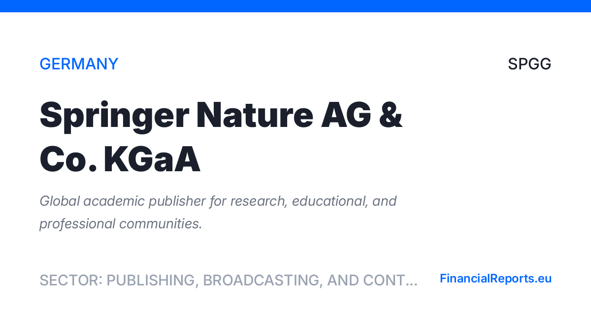Springer Nature AG & Co. KGaA | Investor Relations / Filings ...