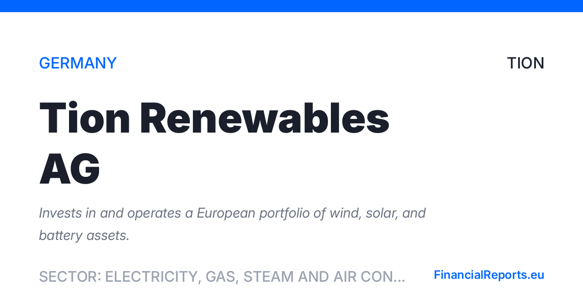 Tion Renewables AG | Investor Relations / Filings / Financial statement