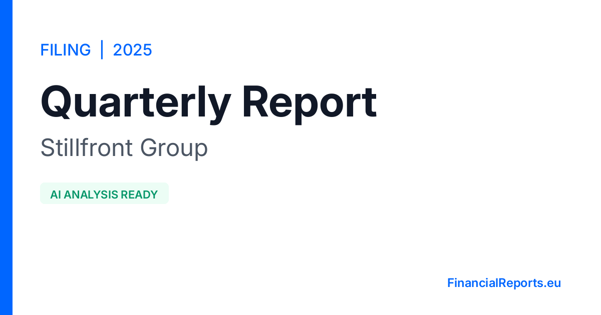 Stillfront Group - Quarterly Report 2025 | FinancialReports.eu