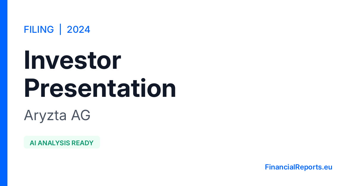 Aryzta AG - Investor Presentation 2024 | FinancialReports.eu